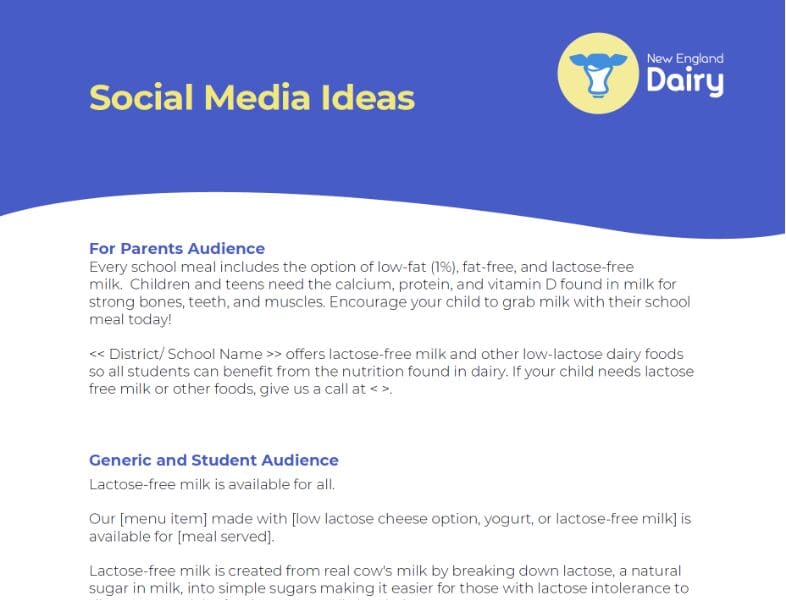 Lactose Free Dairy in Schools - New England Dairy